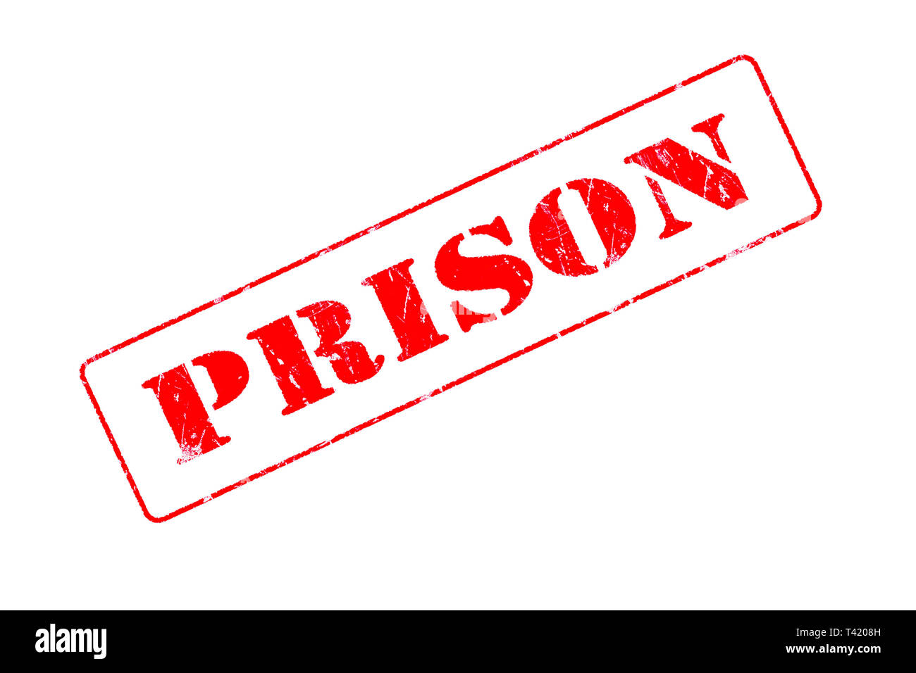 Rubber stamp concept showing a red stamp reading Prison Stock Photo - Alamy