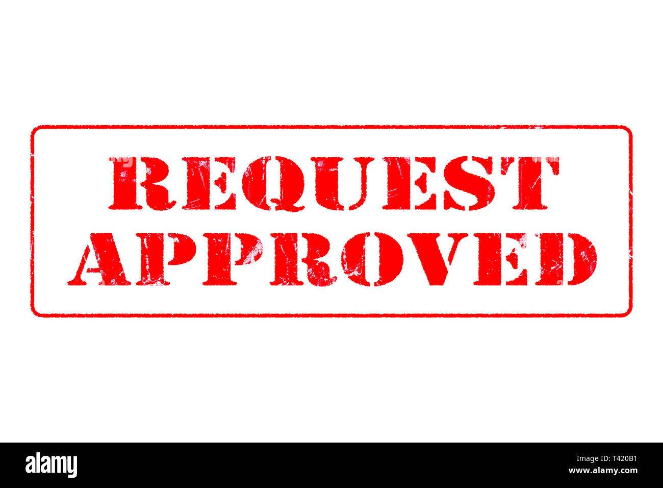 Rubber stamp concept showing a red stamp reading Request Approved Stock ...