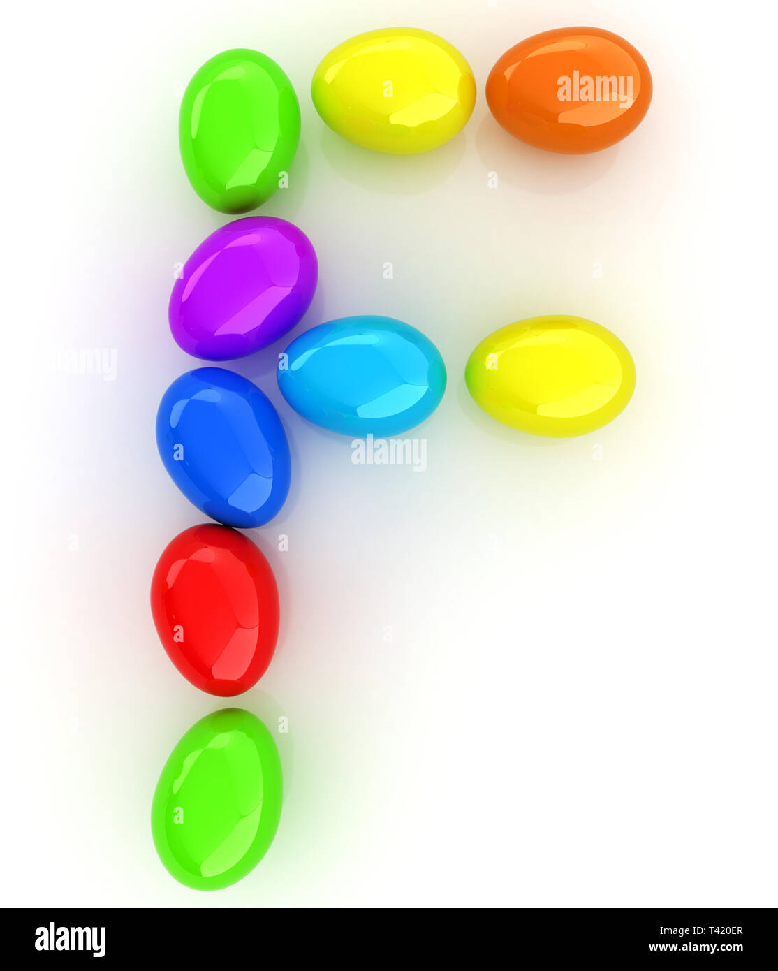 Alphabet from colorful eggs. Letter "F Stock Photo - Alamy