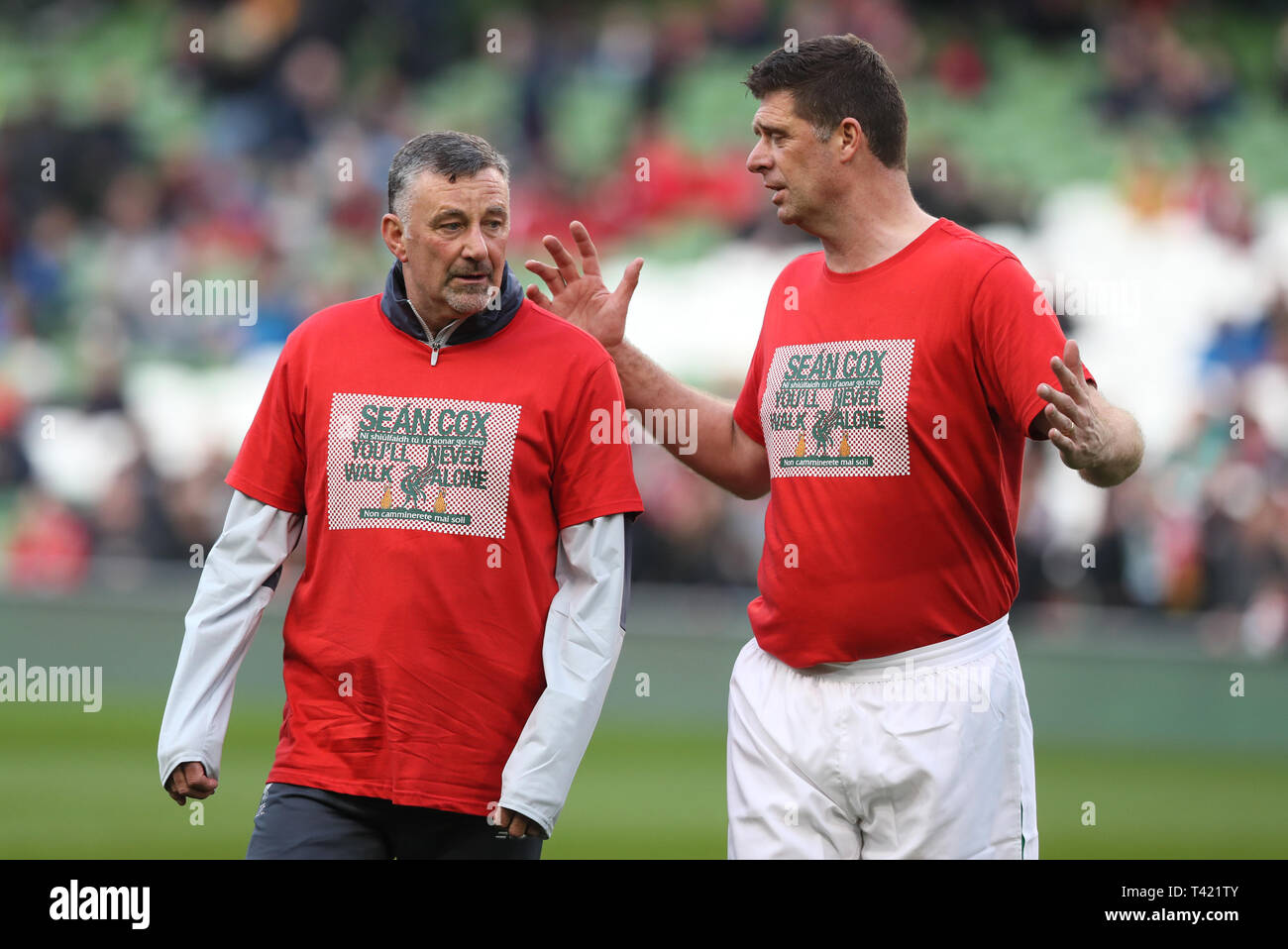 John Alridge (left) and Niall Quinn warm up prior to the Sean Cox ...