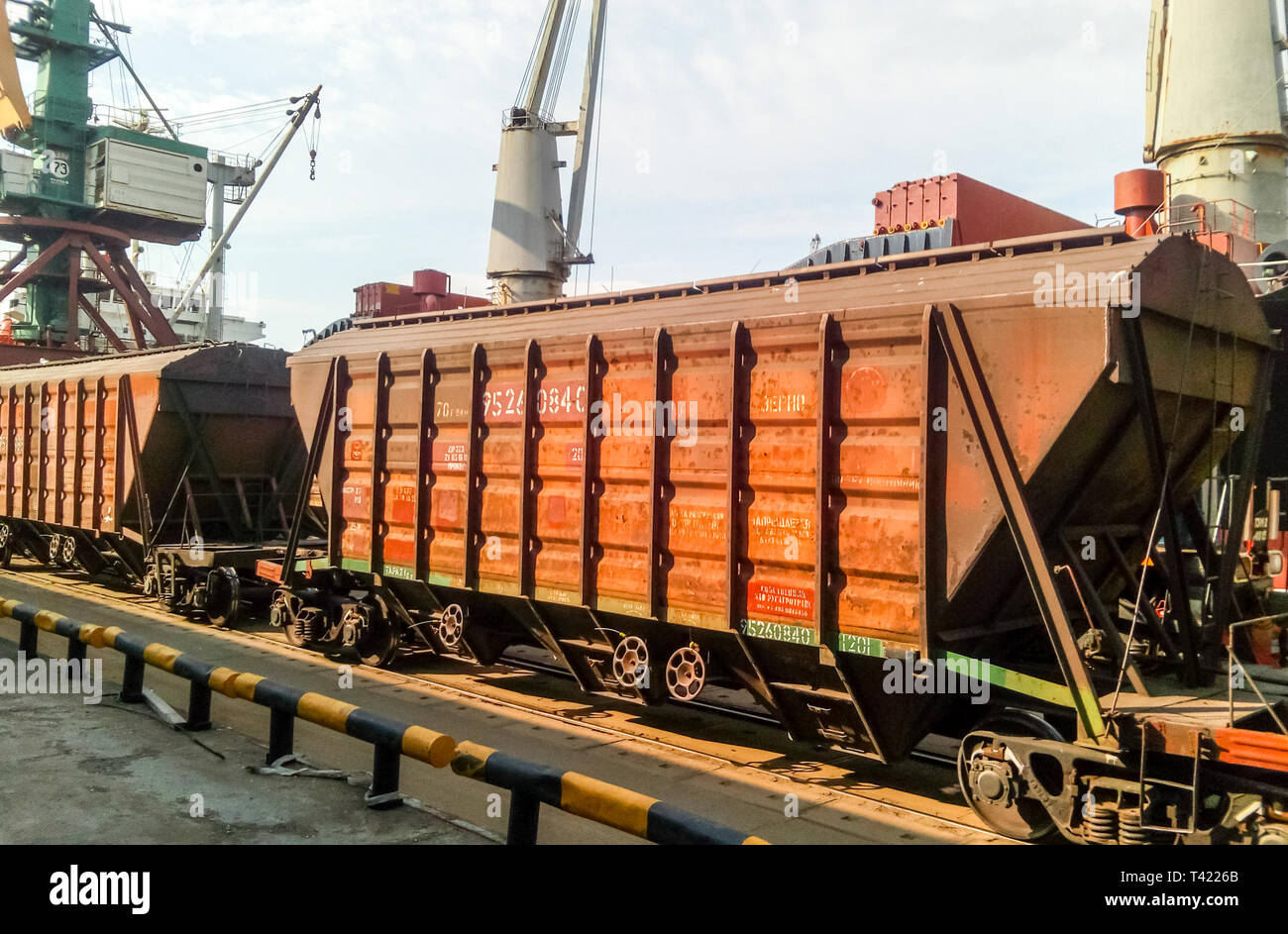 Novorossiysk, Russia - August 20, 2017: Freight railroad cars in the ...