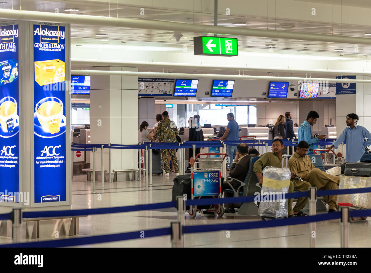 Dubai, UAE - April 2. 2019. check-in area at the DXB international ...
