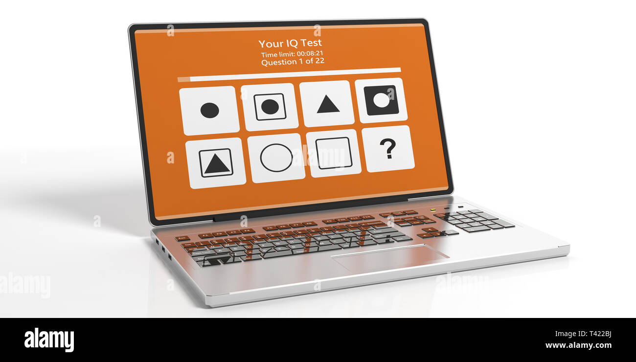 IQ test. Online Intelligence test form on computer laptop screen ...