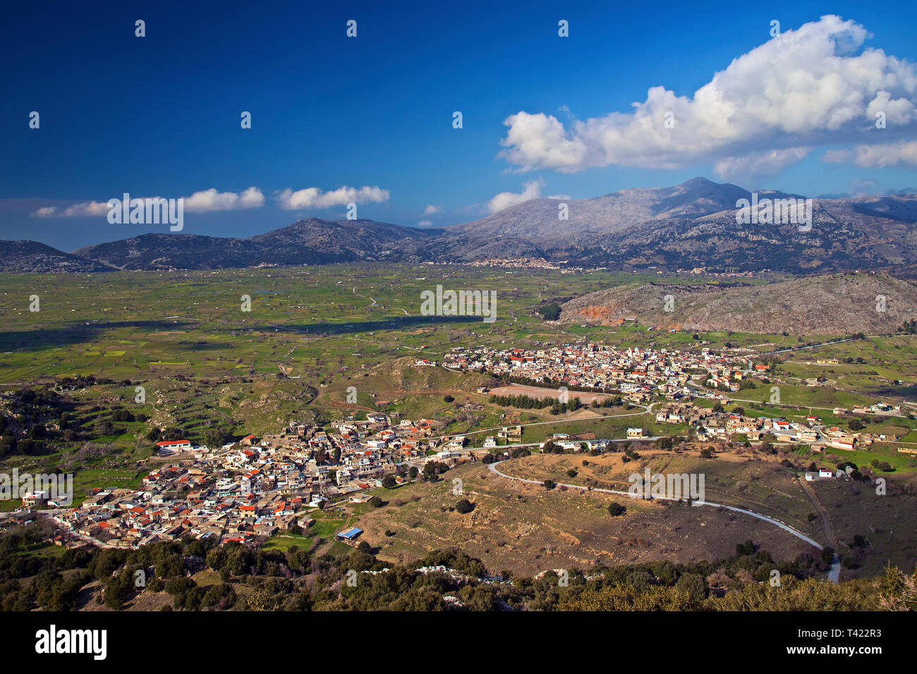 View of Lassithi plateau. You can see Avrakontes (front left) Agios ...