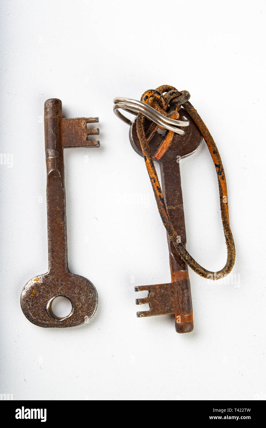 Old rusty key to the house door. Accessories for securing domestic ...