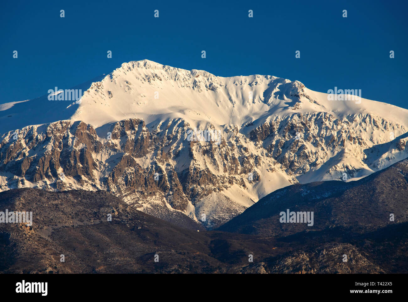 View of Dikti mountain (Spathi peak -2148 m) from Lassithi plateau ...