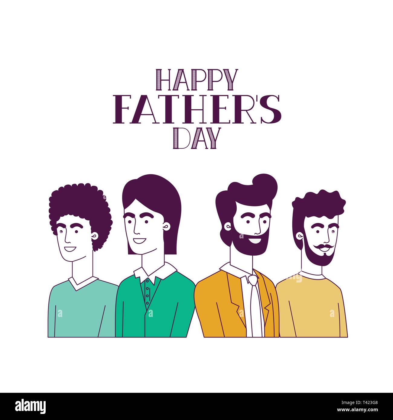 happy fathers day card with dads characters Stock Vector Image & Art ...