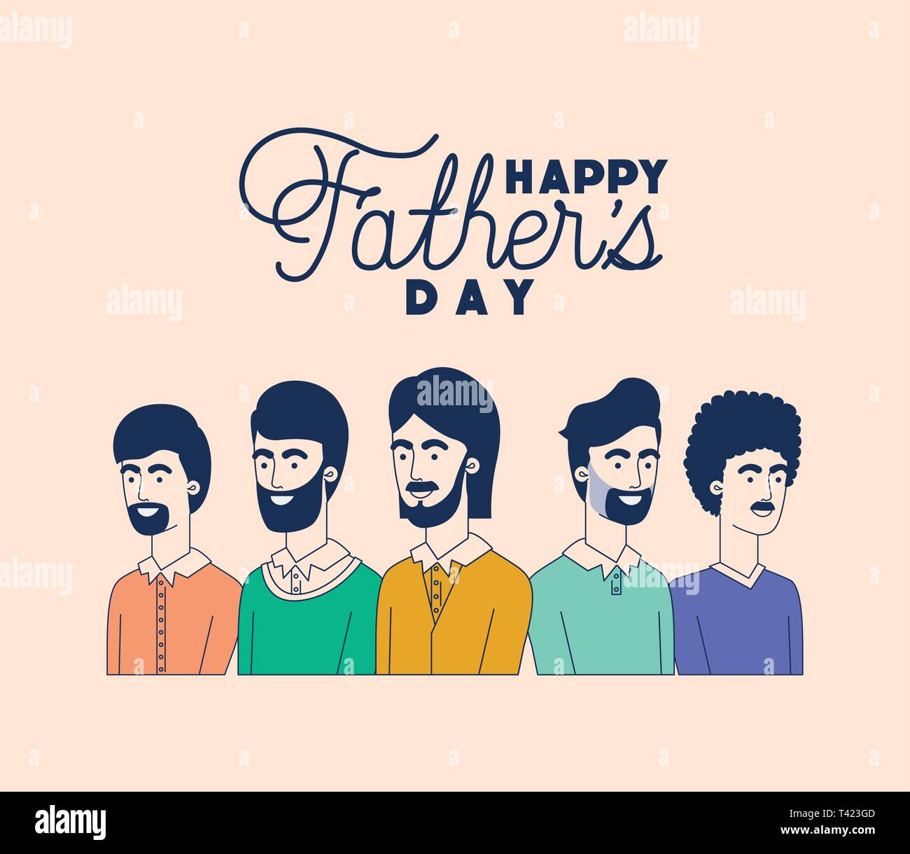 happy fathers day card with dads characters Stock Vector Image & Art ...
