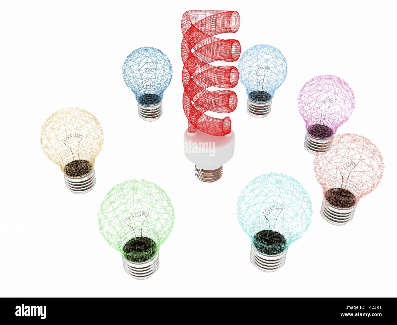 energy-saving lamps. 3D illustration Stock Photo - Alamy