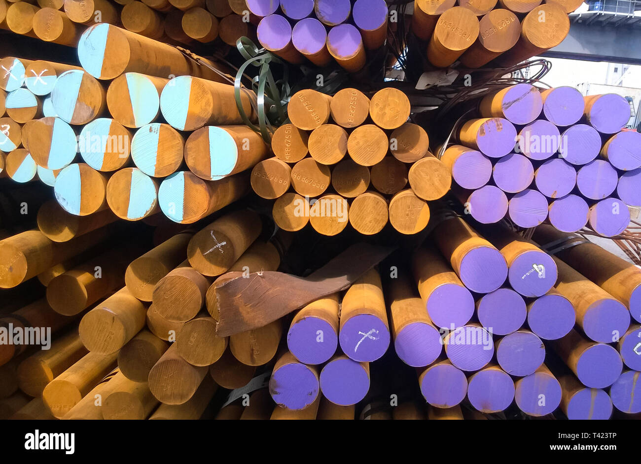 Steel rods in stock. The transport form of steel. Steel for export ...