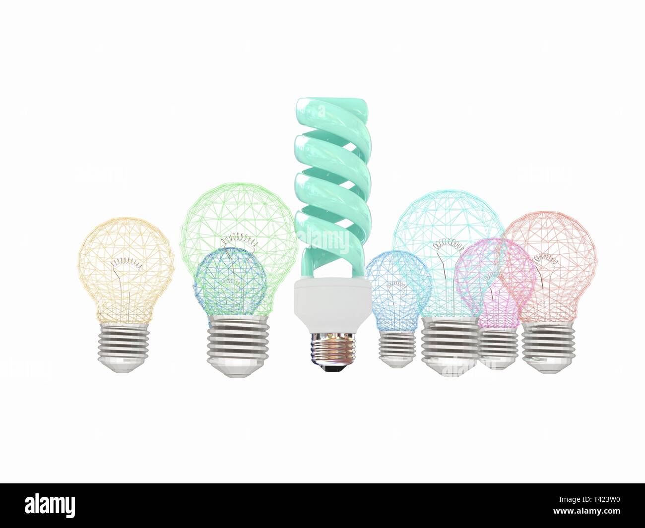energy-saving lamps. 3D illustration Stock Photo - Alamy