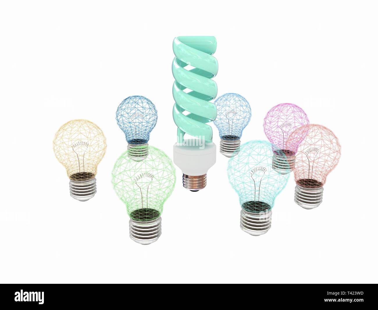 energy-saving lamps. 3D illustration Stock Photo - Alamy