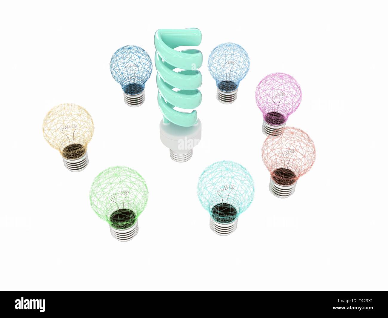 energy-saving lamps. 3D illustration Stock Photo - Alamy
