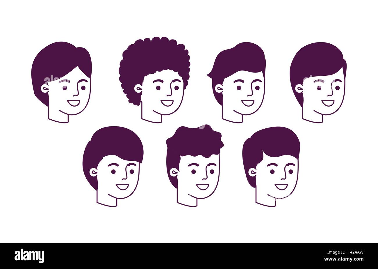 group of boys heads characters Stock Vector Image & Art - Alamy