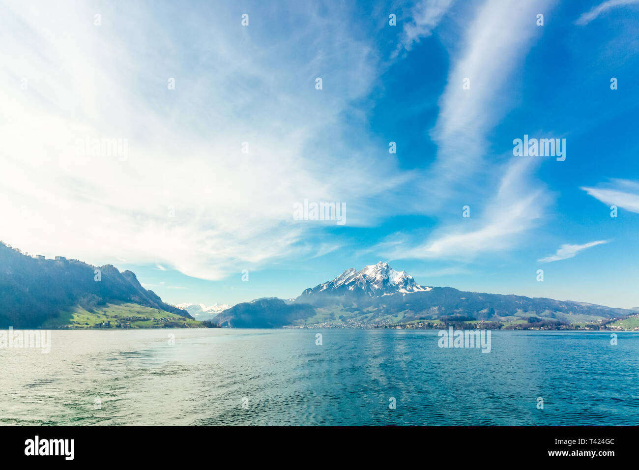 Lake Lucerne and Pilatus Mountain in Switzerland Stock Photo - Alamy