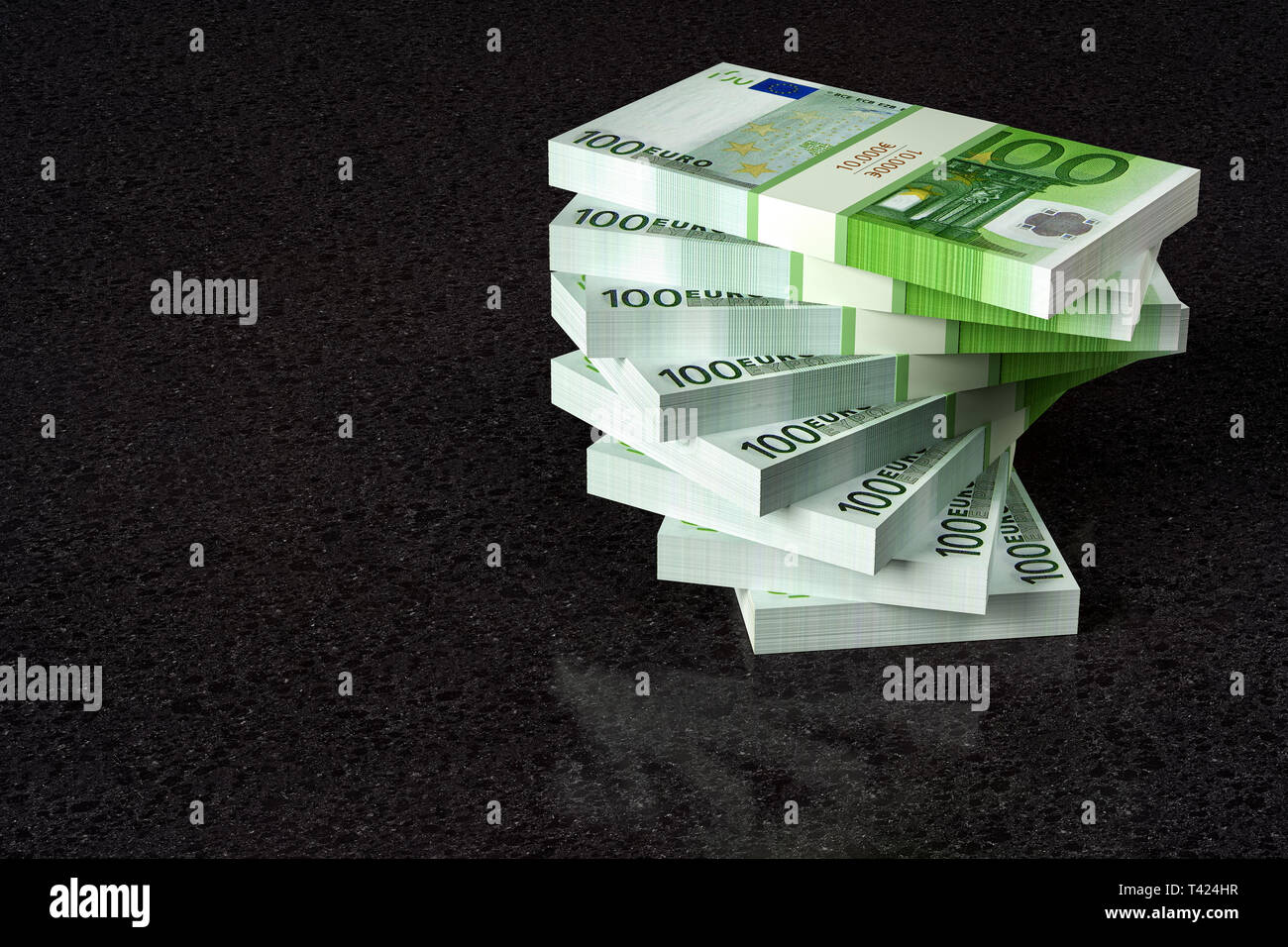 Stack of 100 Euro banknotes - 3D Rendering Stock Photo - Alamy