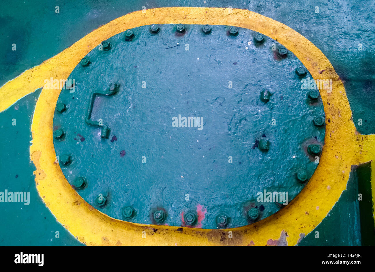 Technological hatch on the deck of the ship. Service inputs Stock Photo ...