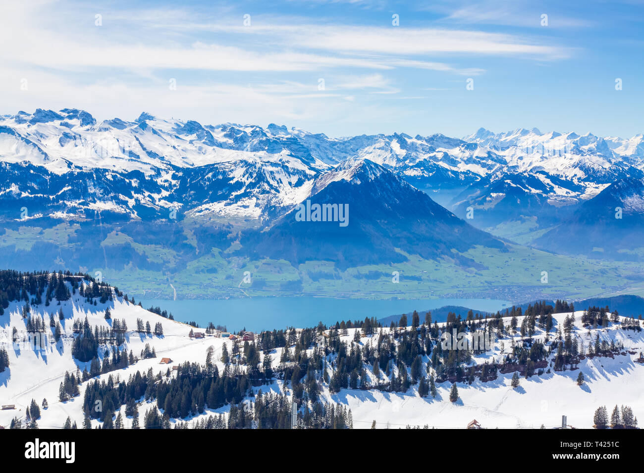 Panorama of Swiss Alps nad Lake Lucerne in Switzerland Stock Photo - Alamy