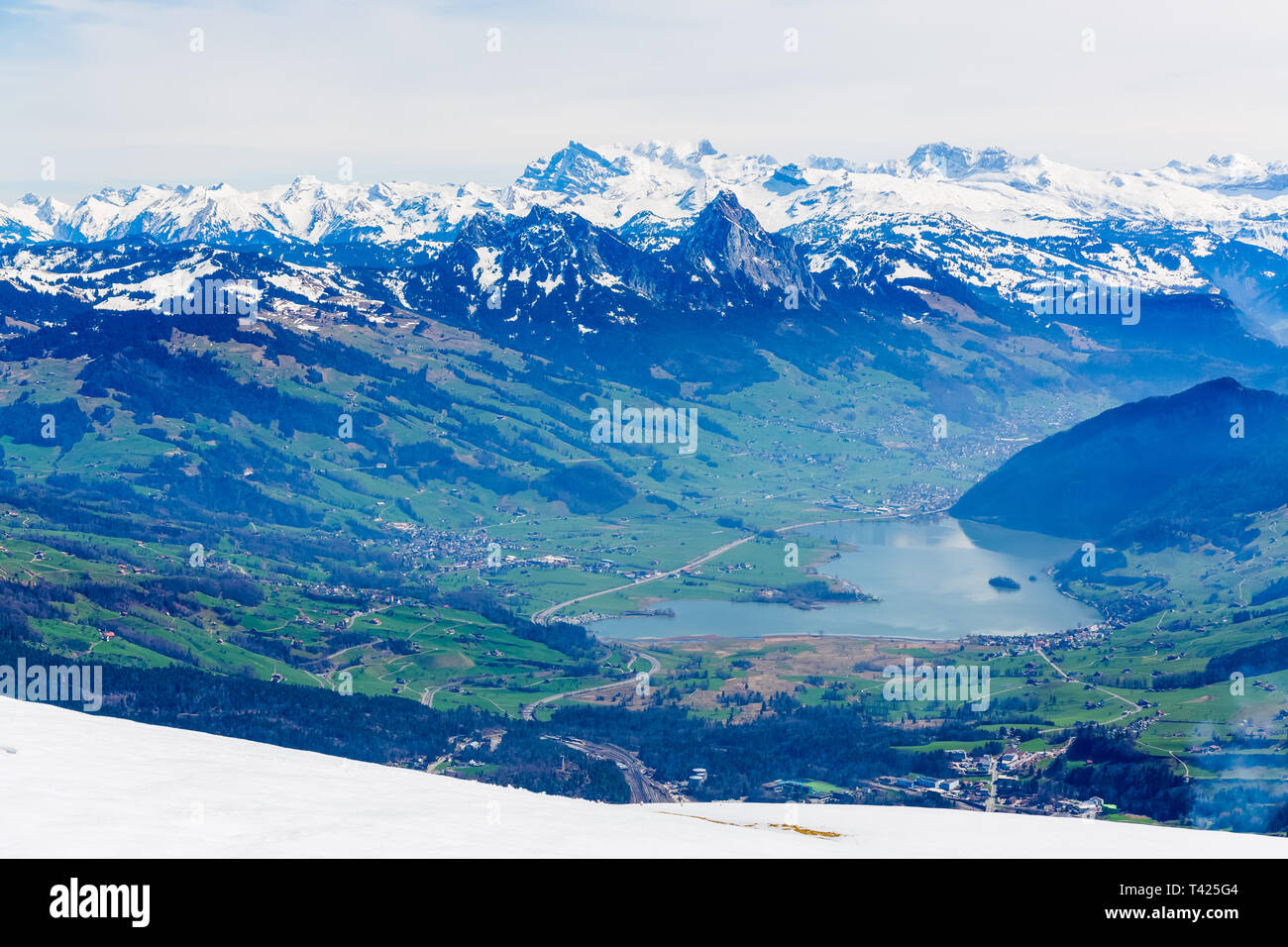 View of Lake Lauerz for the top of Rigi mountain, Switzerland Stock ...