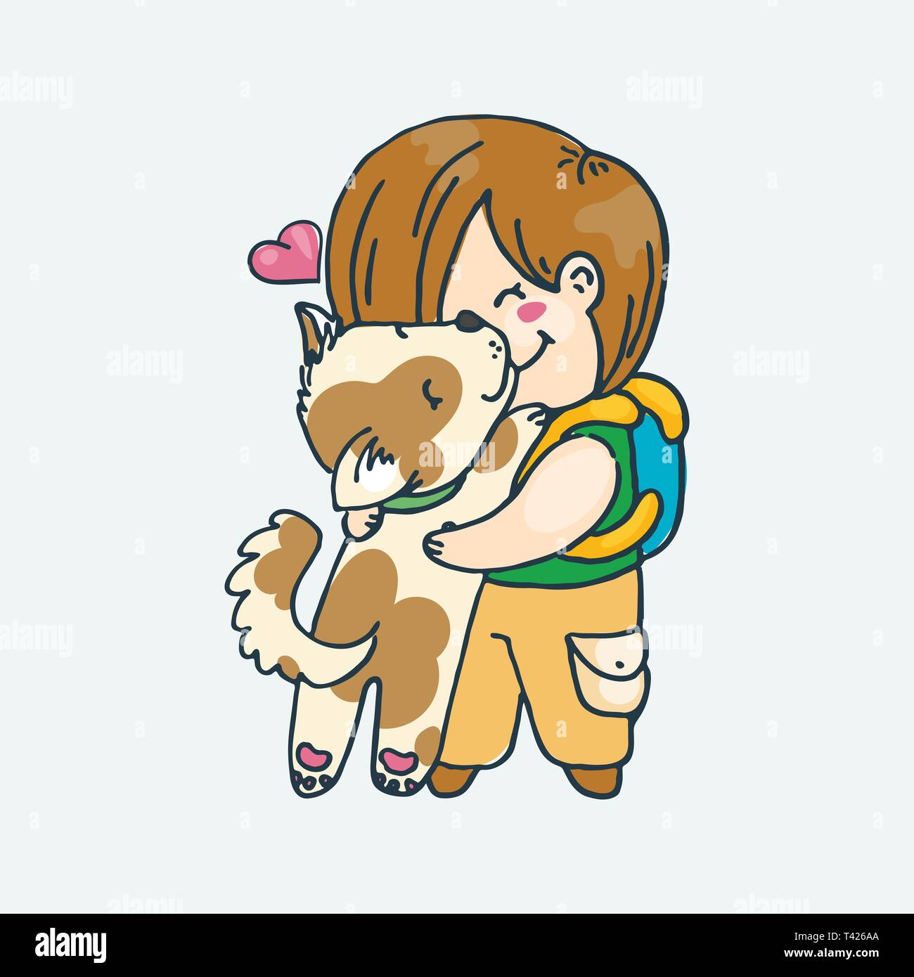 Cartoon Boy Loves Animals Cartoon Character Of A Young Smart Kid