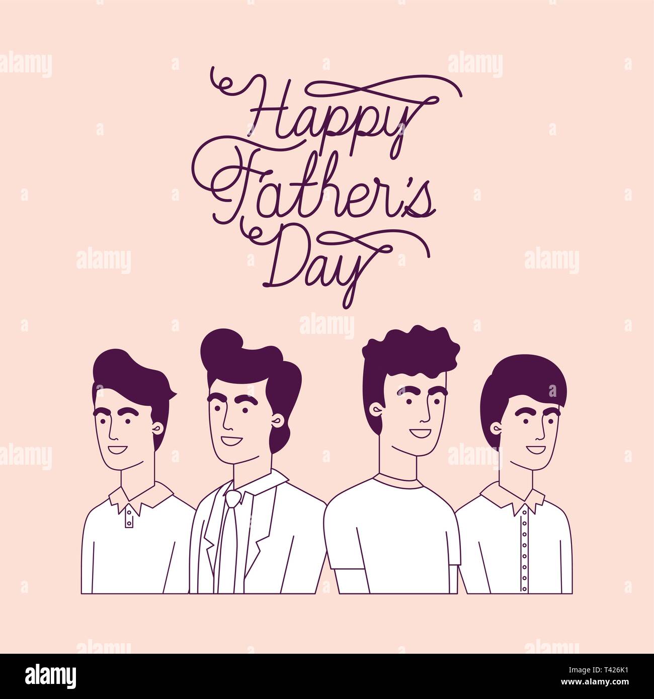 happy fathers day card with dads characters Stock Vector Image & Art ...