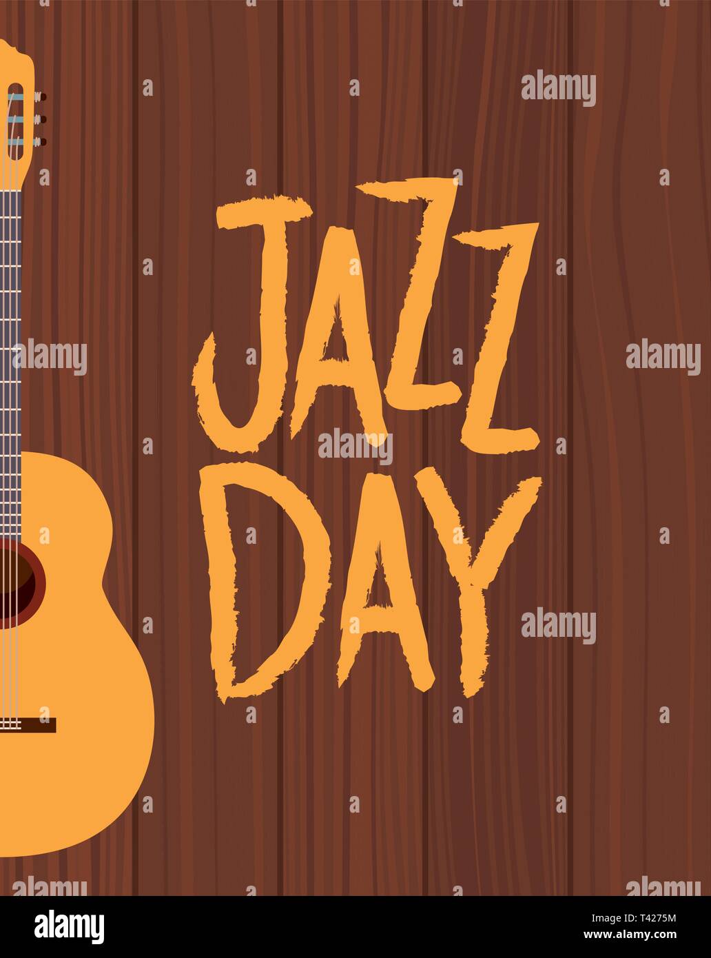 music acoustic guitar in frame with wooden background Stock Vector ...