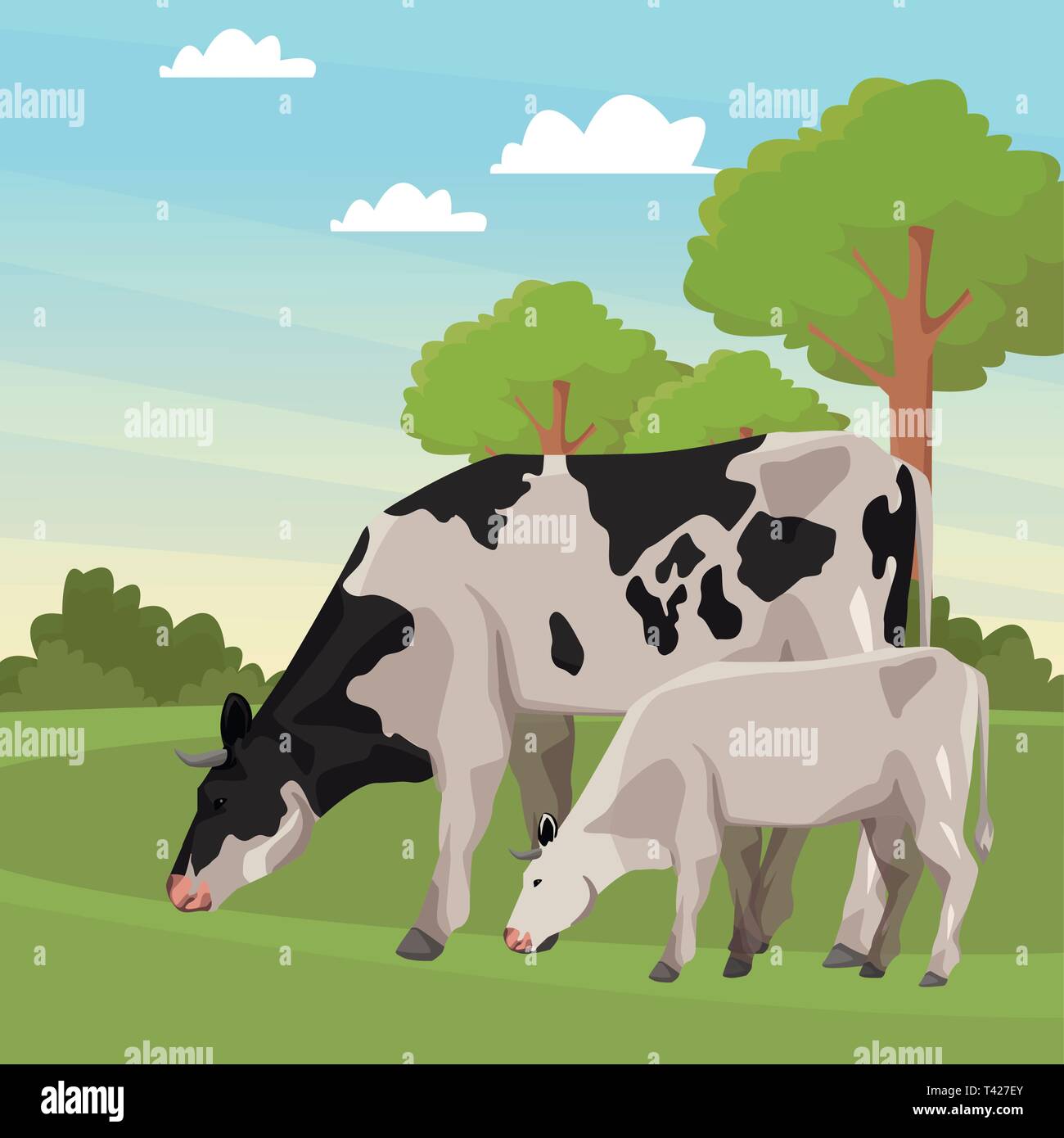 cow and calf Stock Vector Image & Art - Alamy