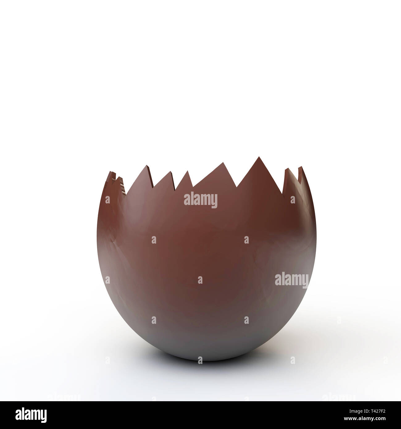 Chocolate easter egg cracked open. 3D Rendering Stock Photo - Alamy