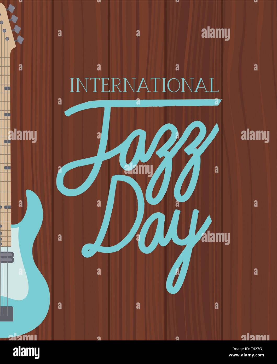 music electric guitar in frame with wooden background Stock Vector ...