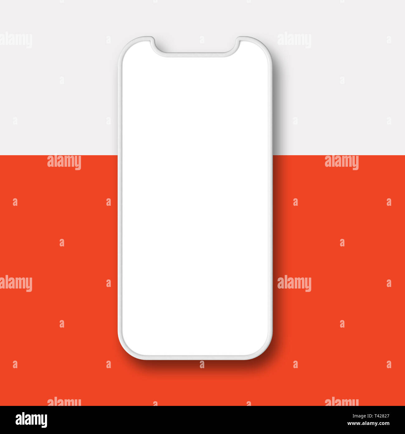 Smartphone blank screen template. Futuristic phone mockup. 3D Rendering ...