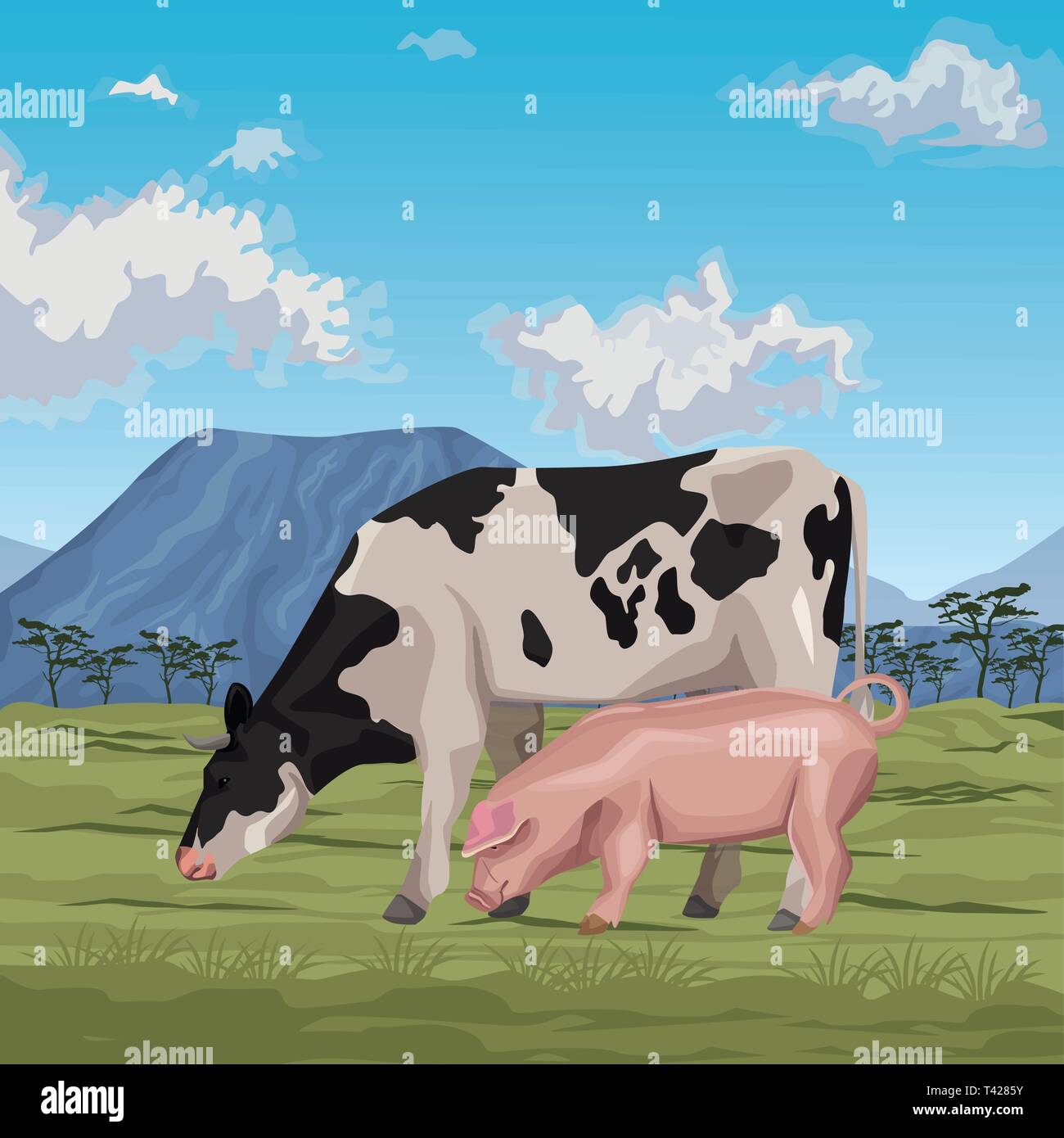 cow with pig Stock Vector Image & Art - Alamy