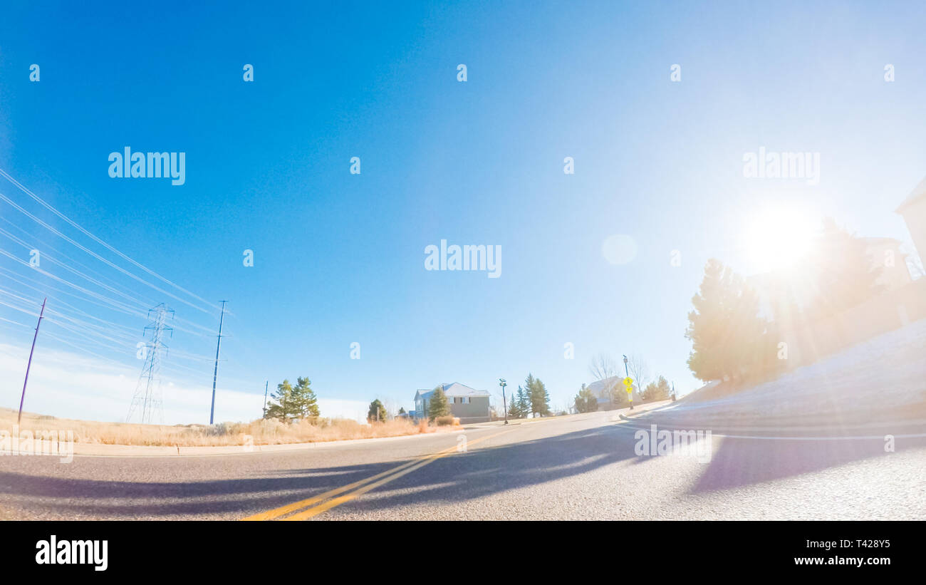 Driving through upscale suburban neighborhood in MidWest Stock Photo ...
