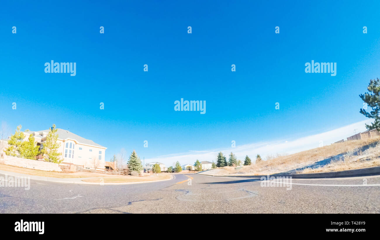 Driving through upscale suburban neighborhood in MidWest Stock Photo ...