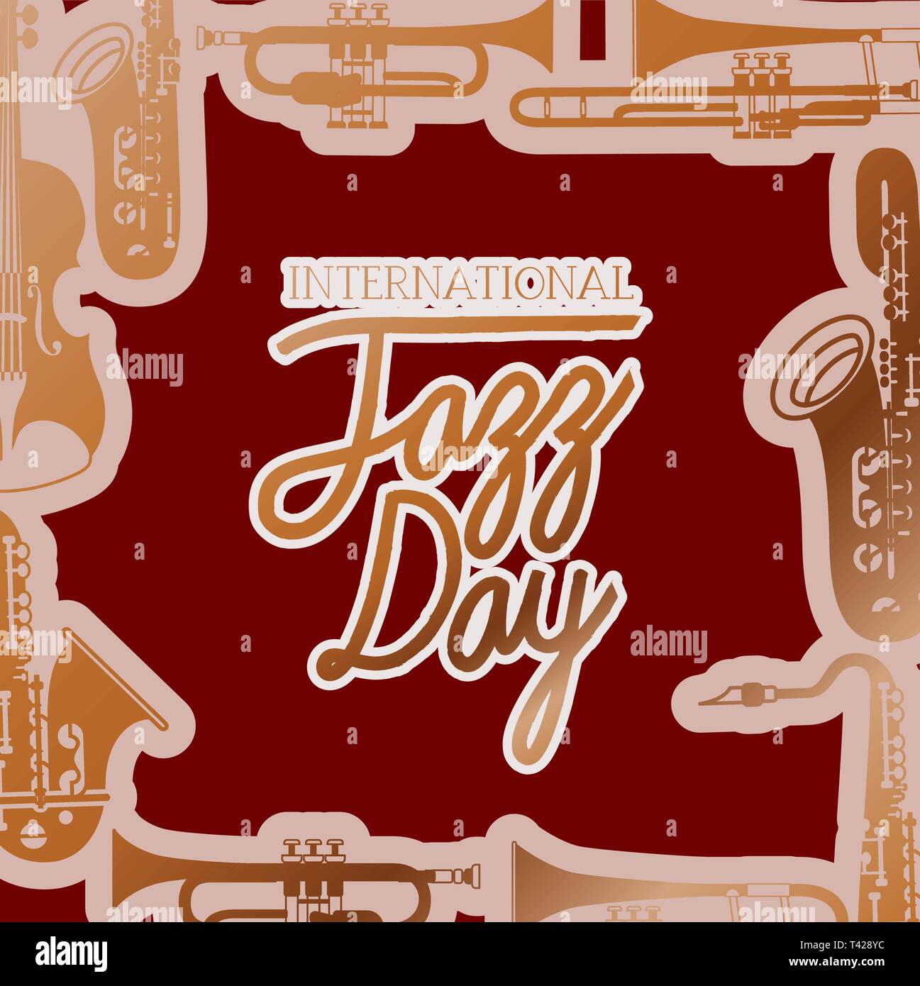 jazz day poste with instruments and wooden background Stock Vector ...
