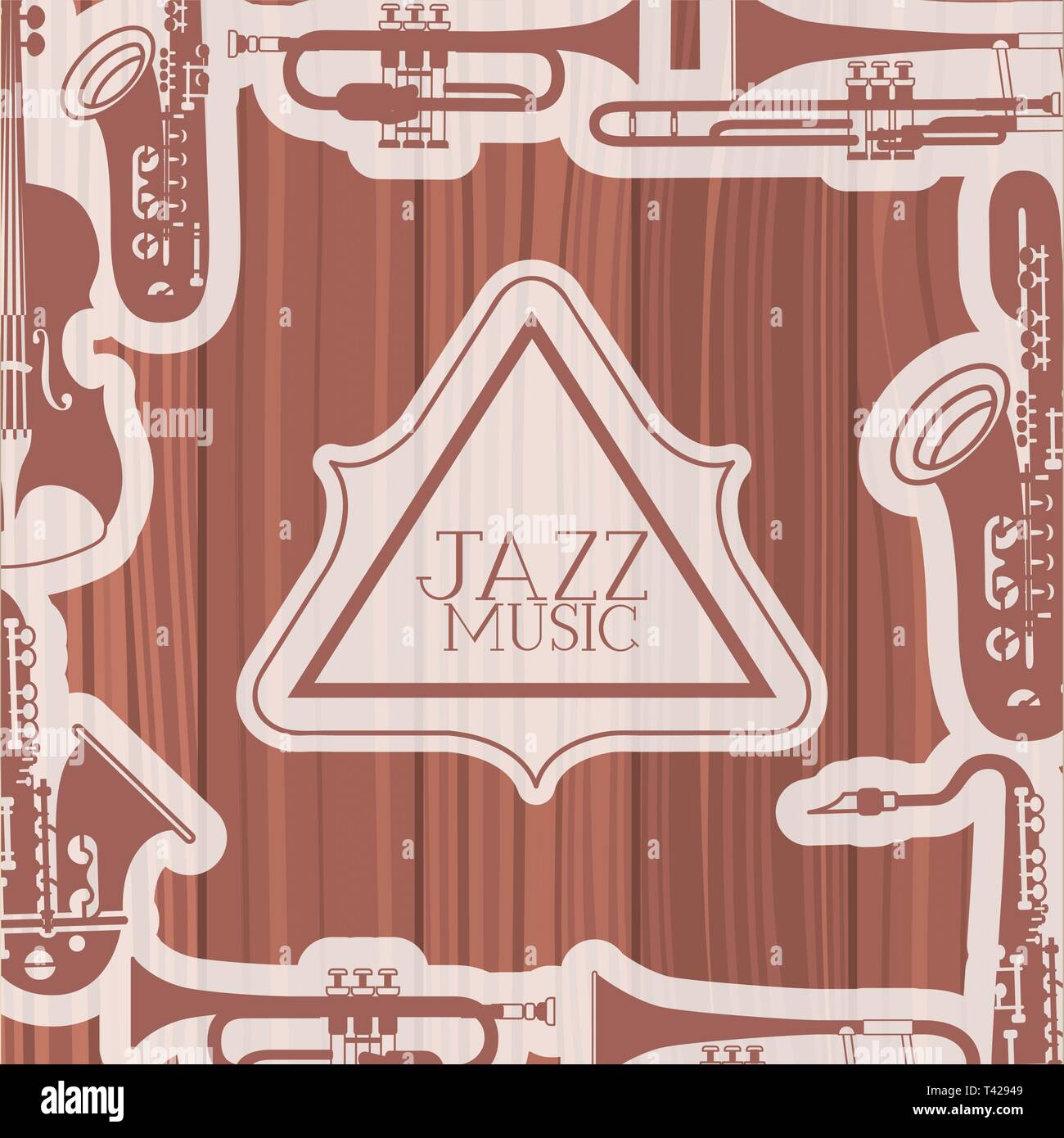 jazz day frame with instruments and wooden background Stock Vector ...