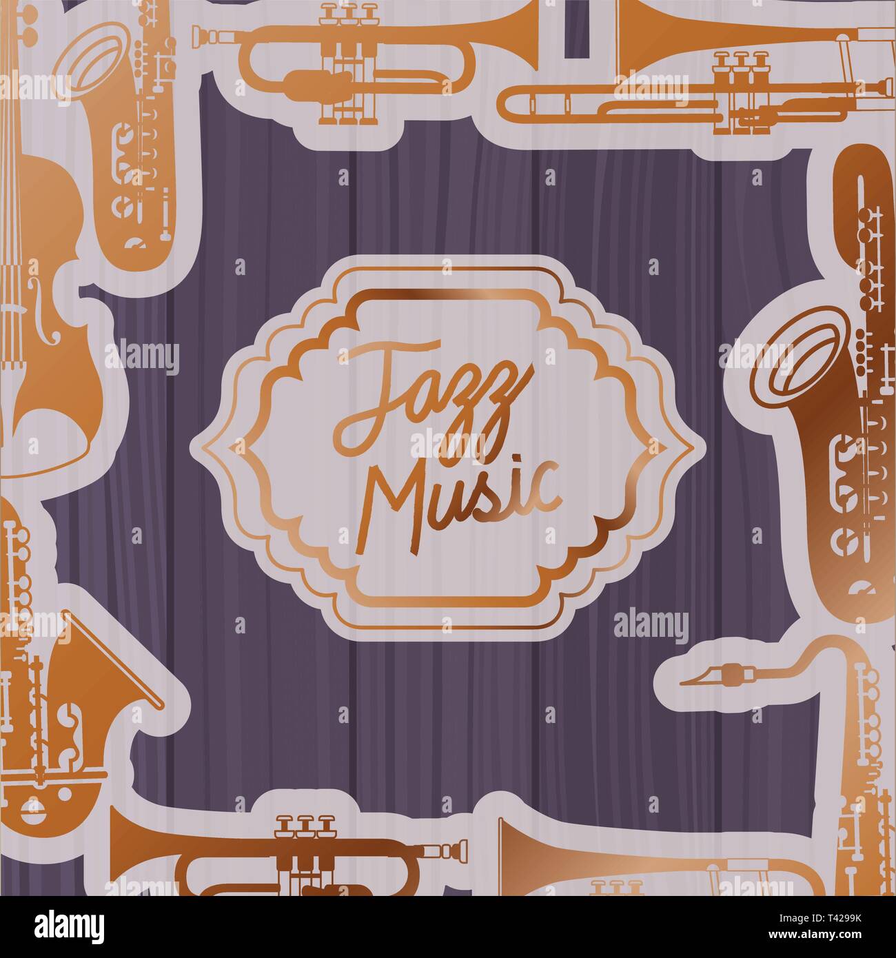 jazz day frame with instruments and wooden background Stock Vector ...