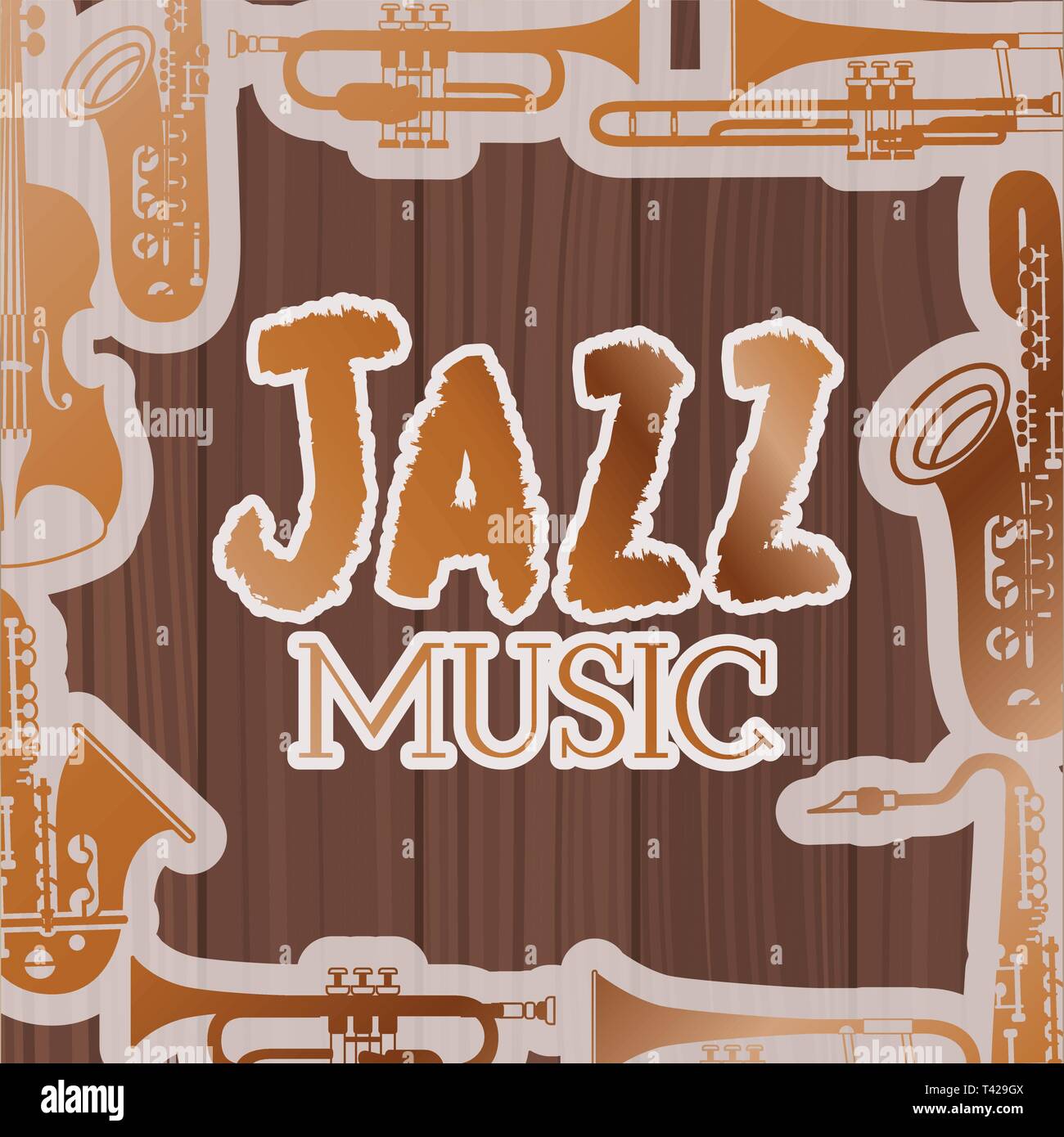 jazz day poste with instruments and wooden background Stock Vector ...