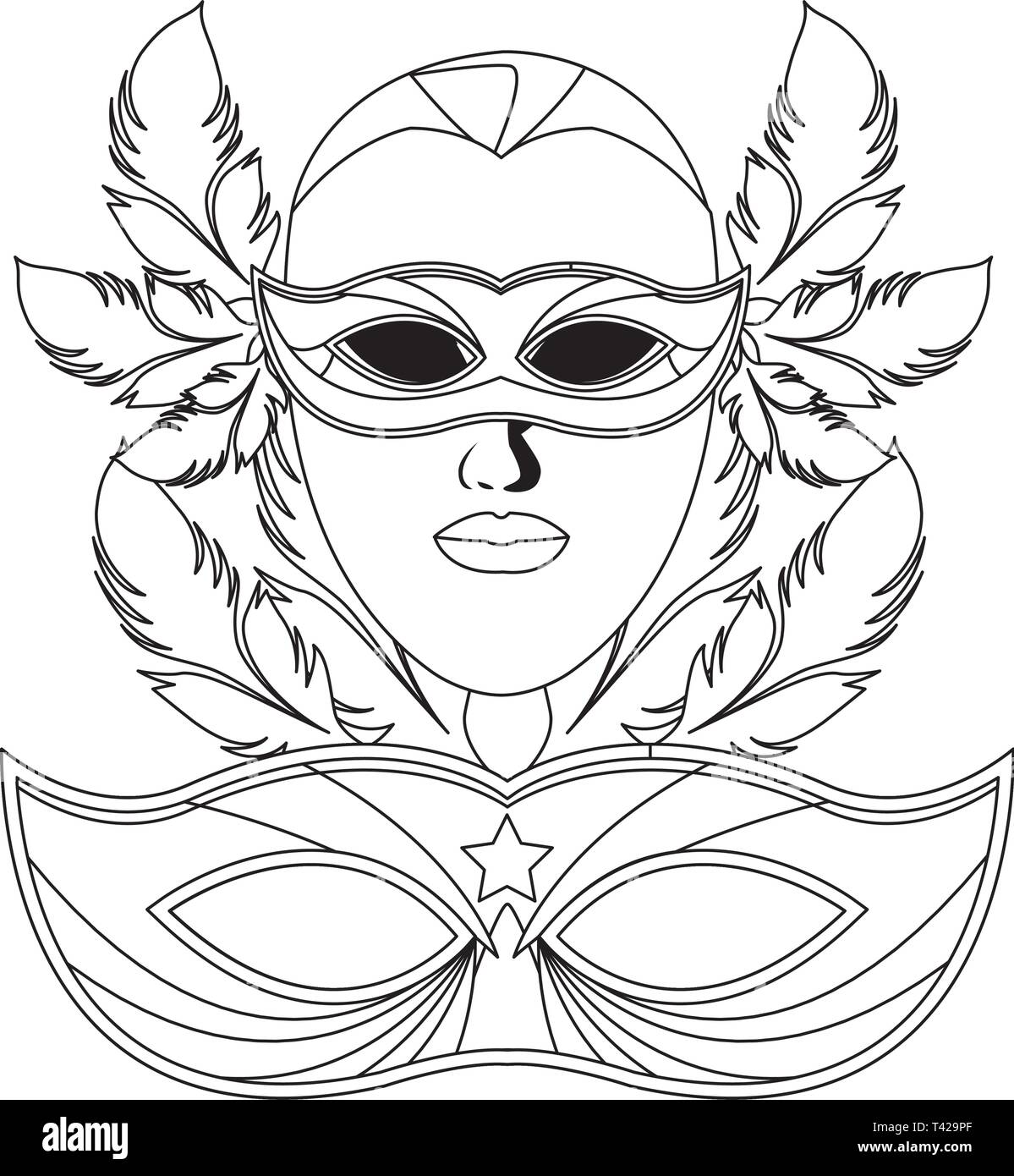 masks and feathers black and white Stock Vector Image & Art - Alamy