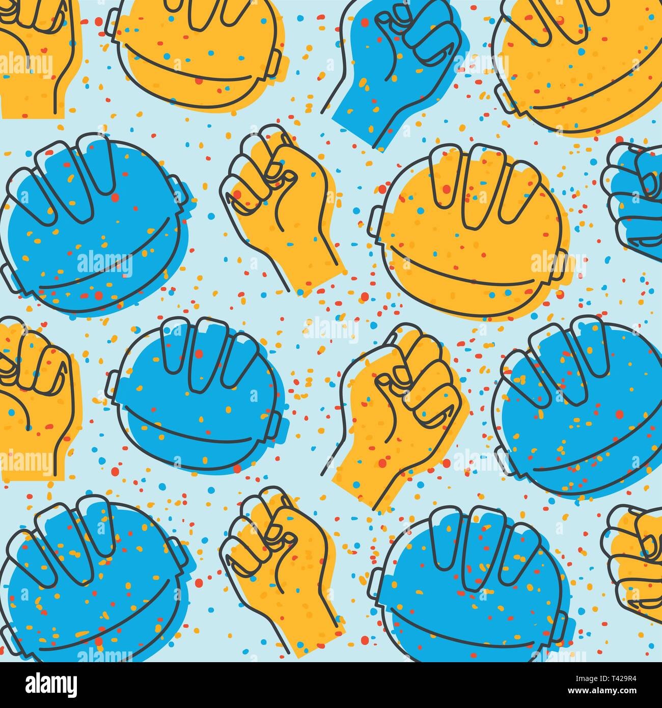 helmet and hand fist construction pattern Stock Vector Image & Art - Alamy