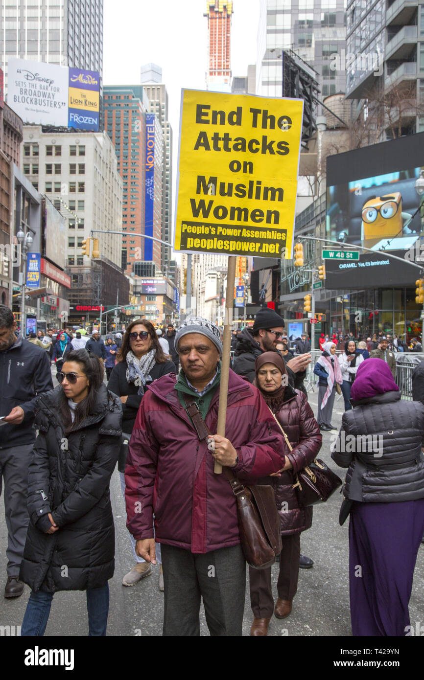 Muslims rally and march in New York City after the New Zealand massacre ...