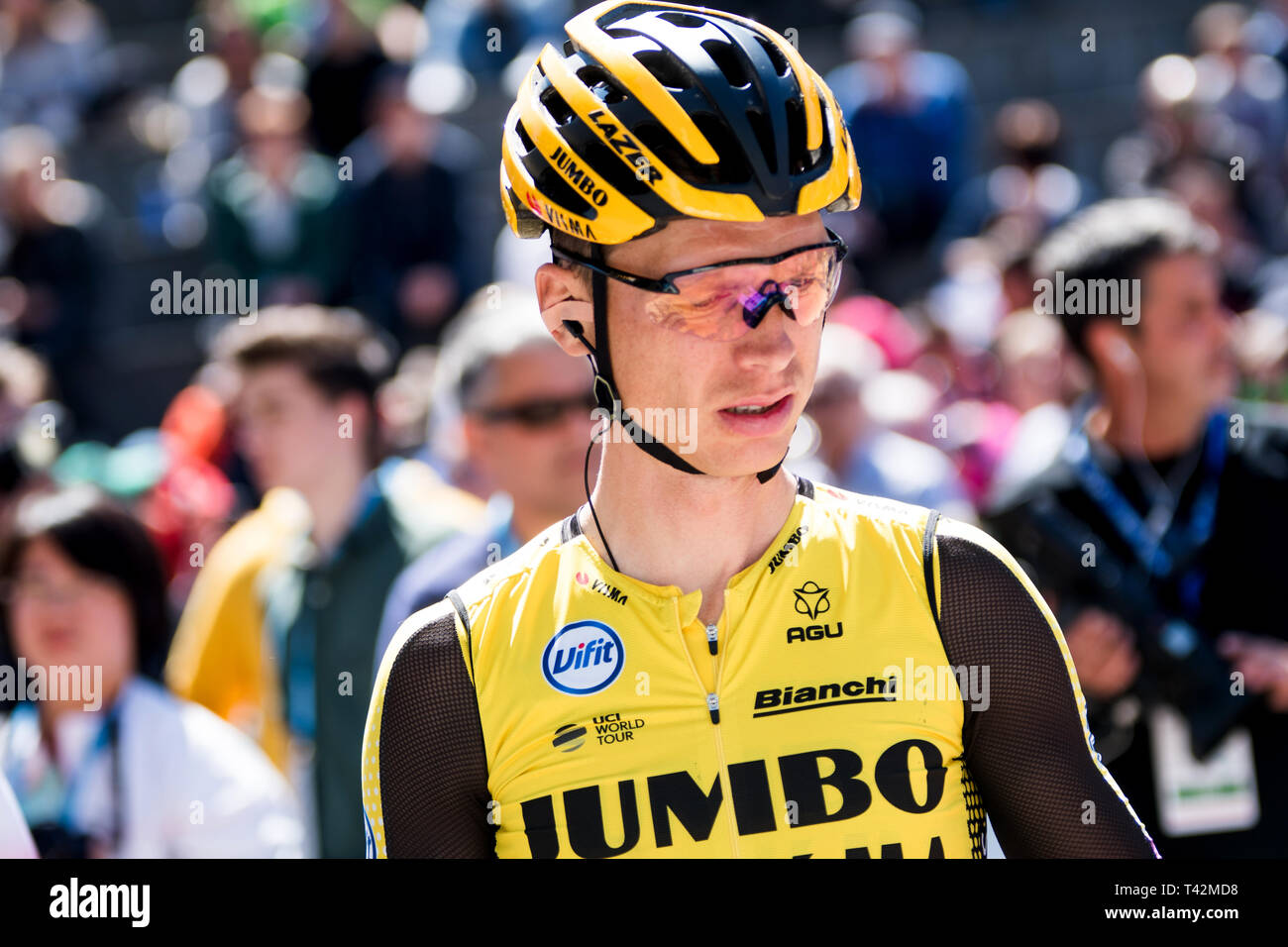 Eibar, Spain.13th April, 2019. Tony Martin (Tam Jumbo Visma) during 6th ...