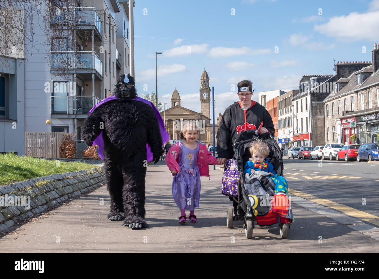 Paisley, Scotland, UK. 13th April, 2019. A family of cosplayers ...