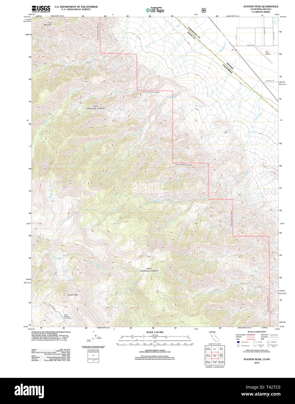 USGS TOPO Map California CA Station Peak 20120406 TM Restoration Stock ...