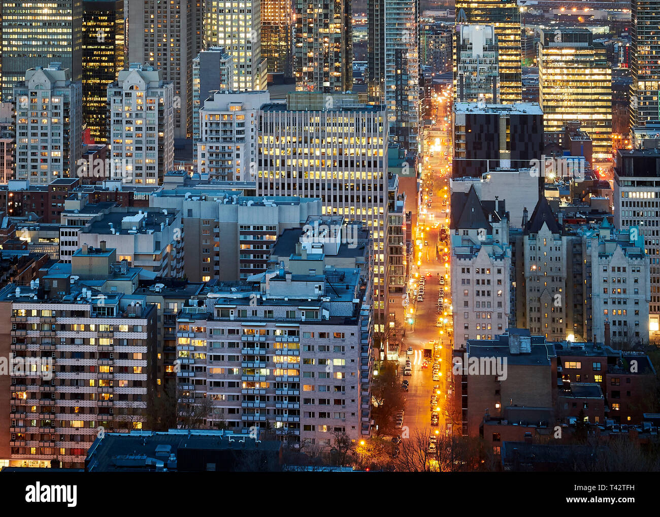 Dusk view of Downtown Montreal city, Canada Stock Photo - Alamy