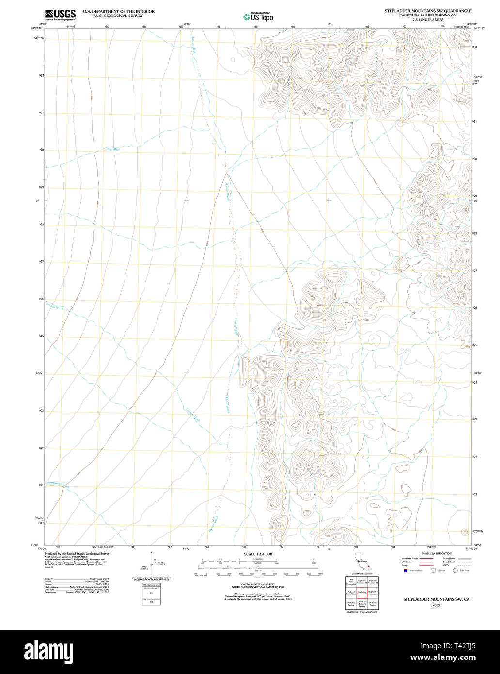 USGS TOPO Map California CA Stepladder Mountains SW 20120319 TM ...