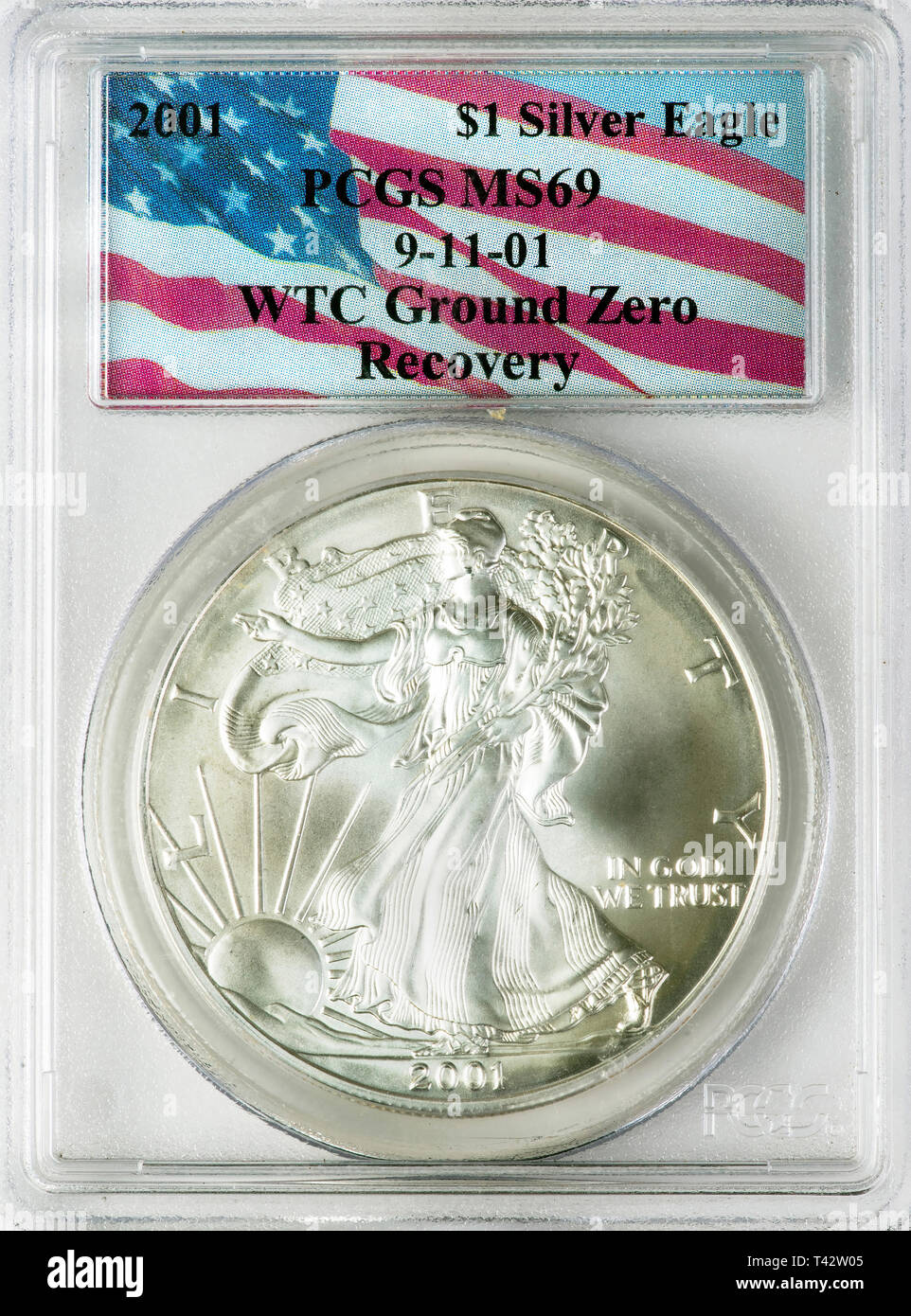 Dallas, Texas - April 12,2019 - A 2001 Silver Eagle coin recovered from ...