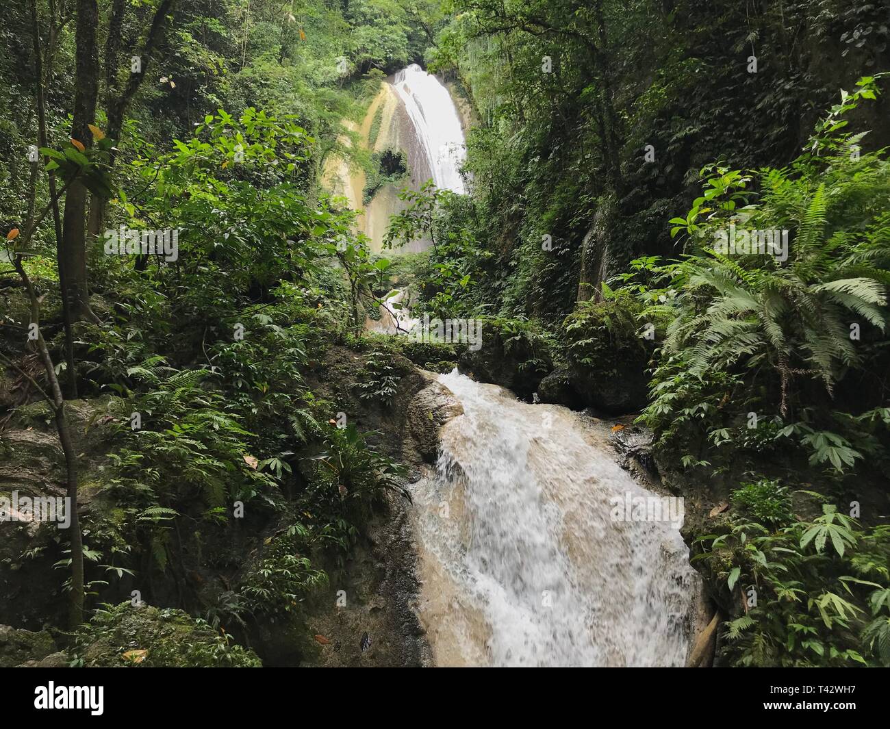 Bihewa Waterfall, a tourist destination in Legari Village at Nabire ...