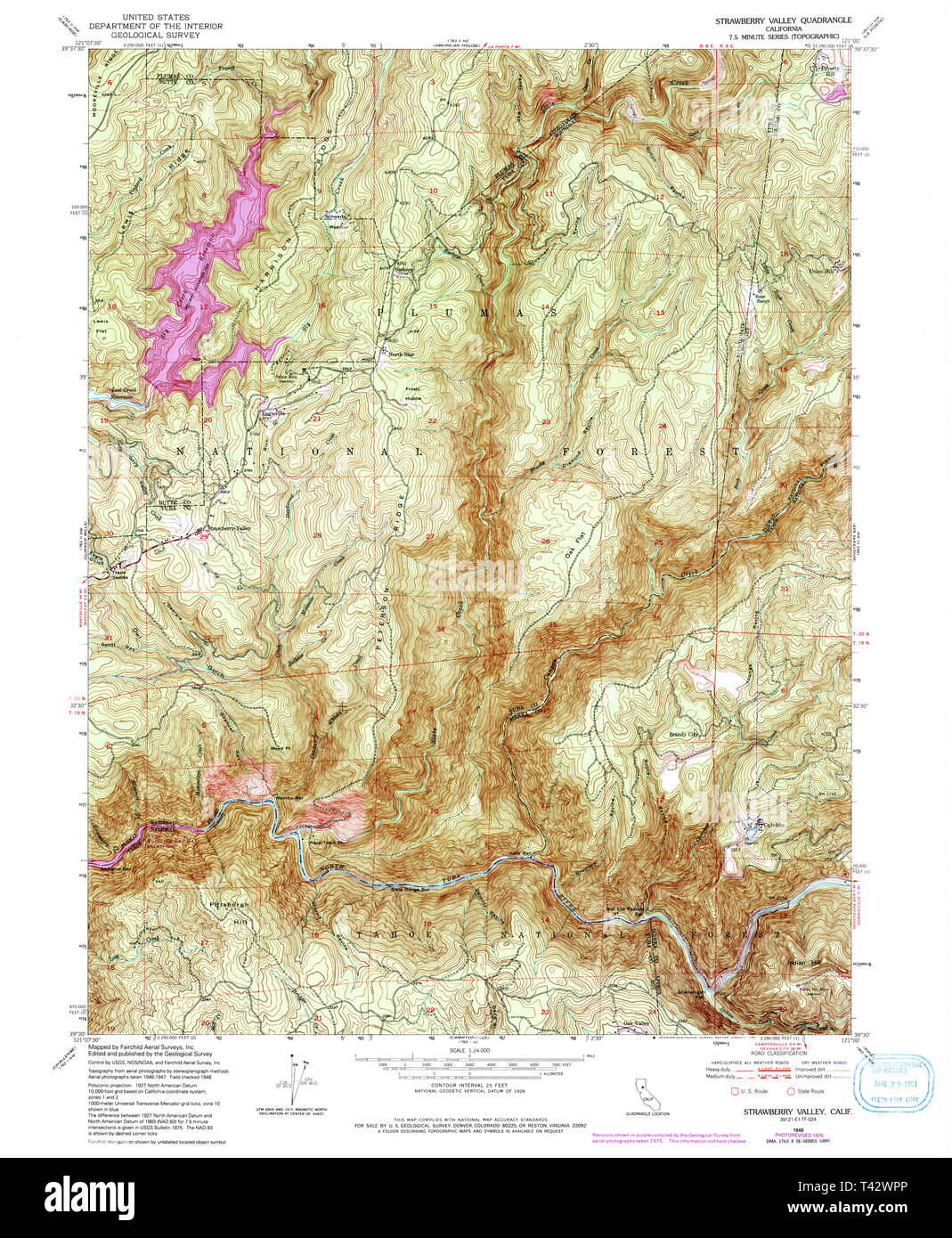 USGS TOPO Map California CA Strawberry Valley 295327 1948 24000 ...