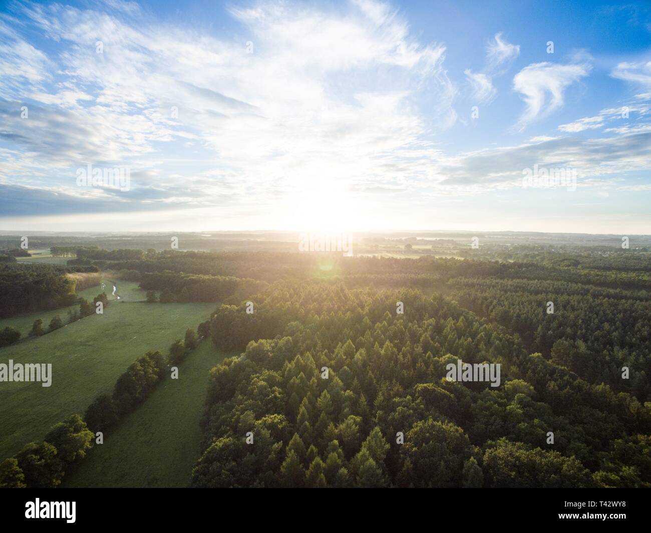 Aerial flying over fields forest hi-res stock photography and images ...