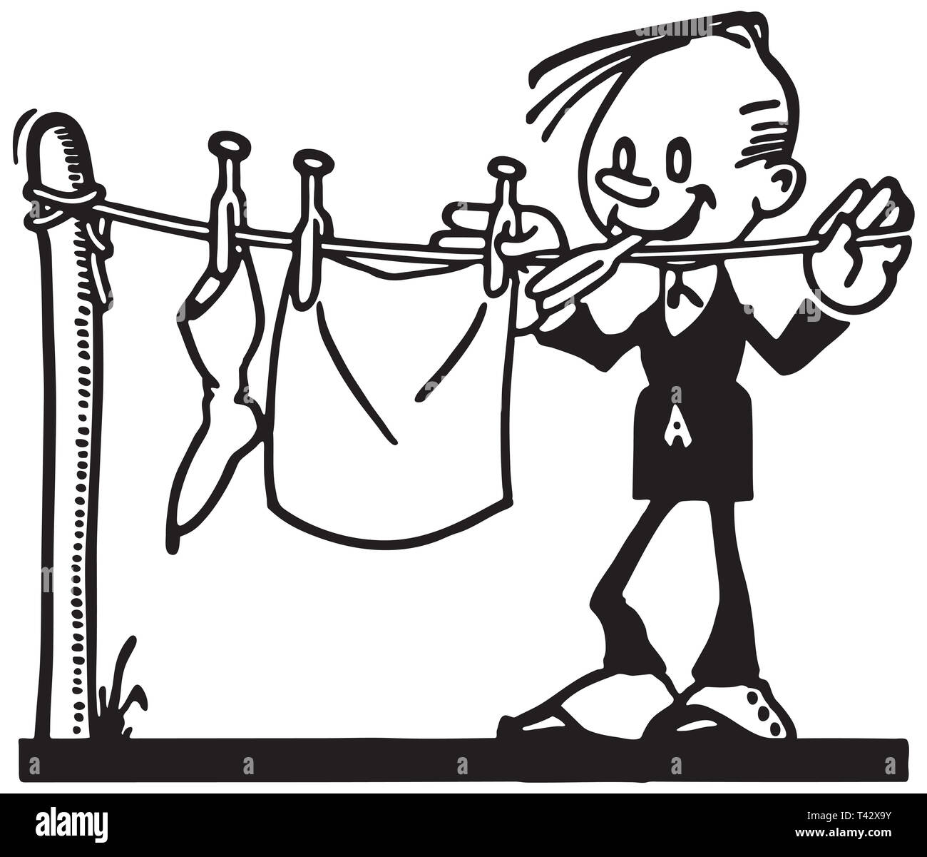 Man Hanging Laundry Stock Photo - Alamy